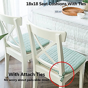 CUNCOO Kitchen Chair Pads Non Slip Set 6, Dining Room Chair Pads Extra Large U Shaped, Chair Cushion Dining Chairs Ties, 100% Cotton Fabric Seat Cushions 6 Pack, Comfortable and Soft Be Beige