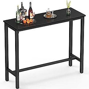Mr IRONSTONE Bar Table, 39" Pub Table High Top Table Rectangular Bar Height Table Sofa Console Table Dining Coffee Table, for Narrow Space, Living Room, Sturdy Metal Frame, Easy to Set Up, Black