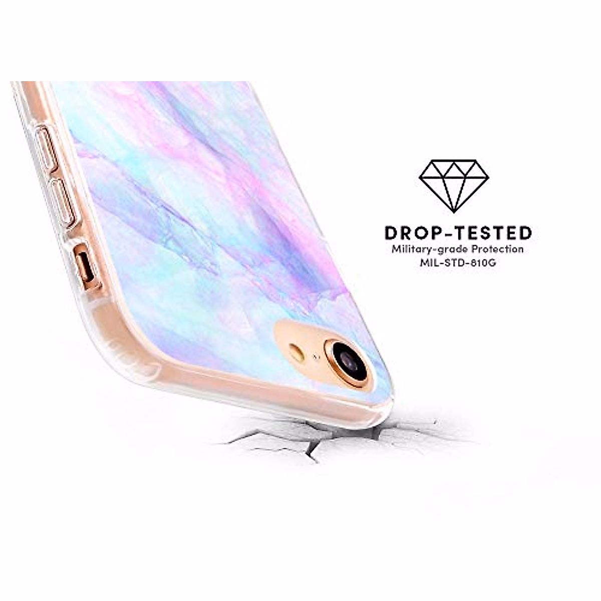 Casery Case Designed for The Apple iPhone, Iridescent Crystal (Exotic Marble) - Military Grade Protection - Drop Tested - Protective Slim Clear Case for Apple iPhone 8 Plus, iPhone 7/6/6s Plus