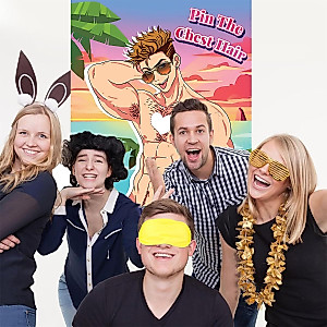 Roscid Bridal Shower Games Bachelorette Party Games Funny Party Game - Pin Hair on The Hunk 24 Players, Birthday Party Game Girls Nights Party Game Pin The Game, Engagement Party Games