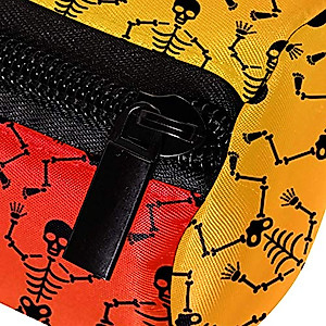 Skeleton On Gradient Orange Pencil Bag Pen Case Stationary Case Pencil Pouch Desk Organizer Makeup Cosmetic Bag for School Office