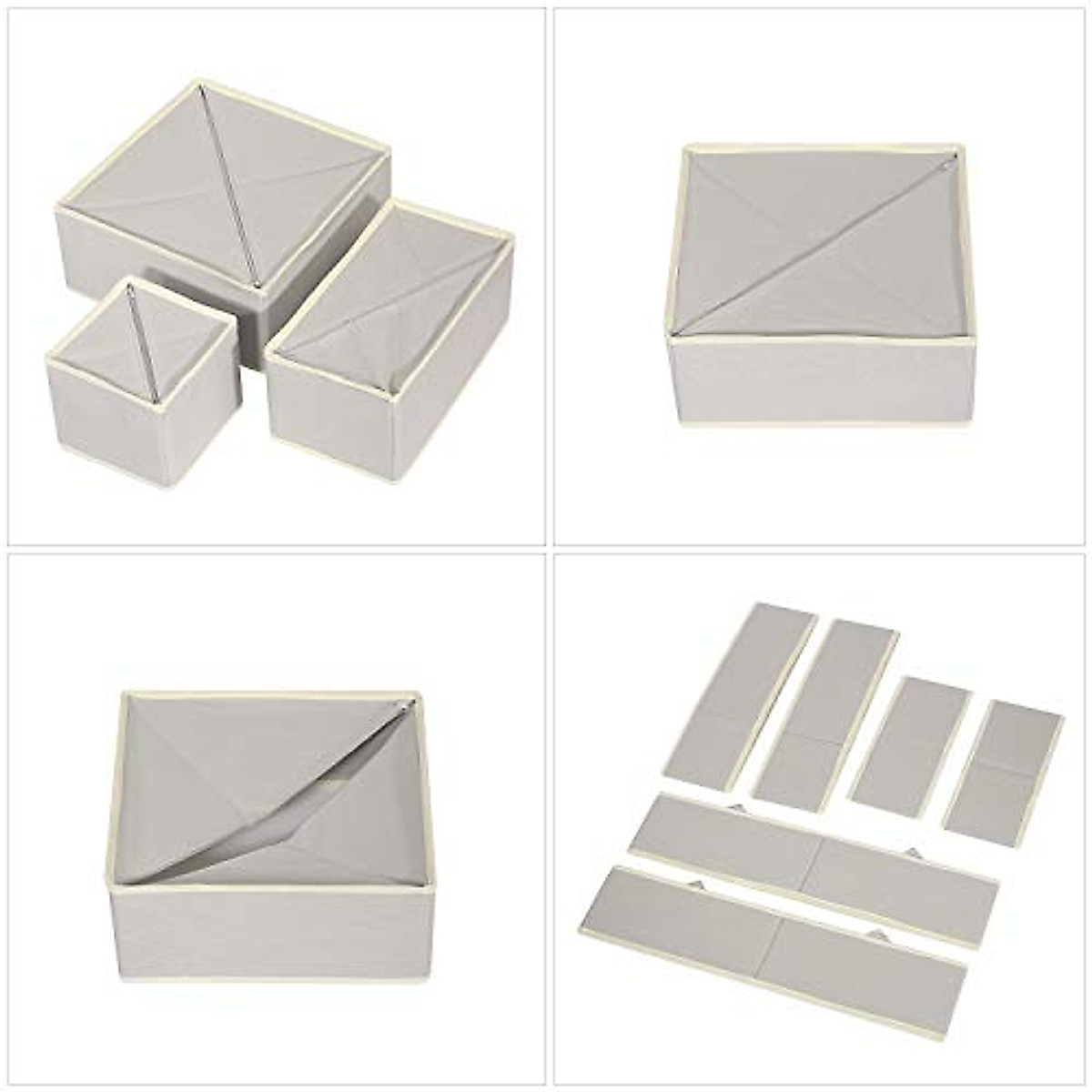 DIOMMELL 12 Pack Foldable Cloth Storage Box Closet Dresser Drawer Organizer Fabric Baskets Bins Containers Divider for Baby Clothes Underwear Bras Socks Lingerie Clothing,Grey 444