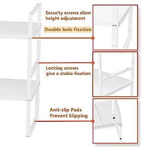 Slideep Expandable Cabinet Shelf Organizer Rack,Large Kitchen Cabinet Organizer Stackable Counter Shelf Organizer large Expandable Shelves, Counter Pantry Storage Organization, White, 3 pack
