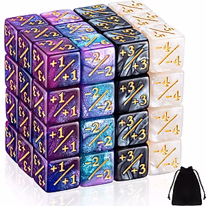Sumind 48 Pieces MTG Dice Counters Token Dice Compatible with Magic The Gathering Dice Glitter D6 Dice Cube Loyalty Counter Dice Compatible with MTG, CCG, Card Gaming Accessory (Trendy Style)