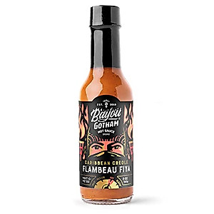 Bayou Gotham Hot Sauce - FLAMBEAU FIYA Caribbean Creole - Scotch Bonnet, Guava, Ginger, Caribbean Spices Condiment - All Natural, Vegan, Gluten Free, Low Sodium, Small Batch, Award Winning Craft Hot Sauce - 5oz