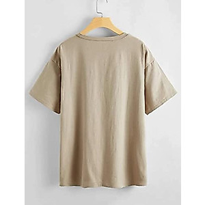 Meladyan Women Oversized Funny Graphic Letter Print T Shirt Drop Shoulder Crew Neck Summer Casual Tee Tops White