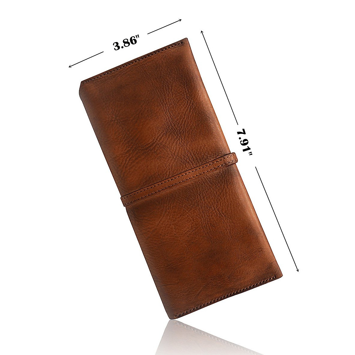 LETEULO Wallets for Women Genuine Leather Card Organizer Dip Dye Coin Purse Ladies Ultrathin Wallets (Brown)