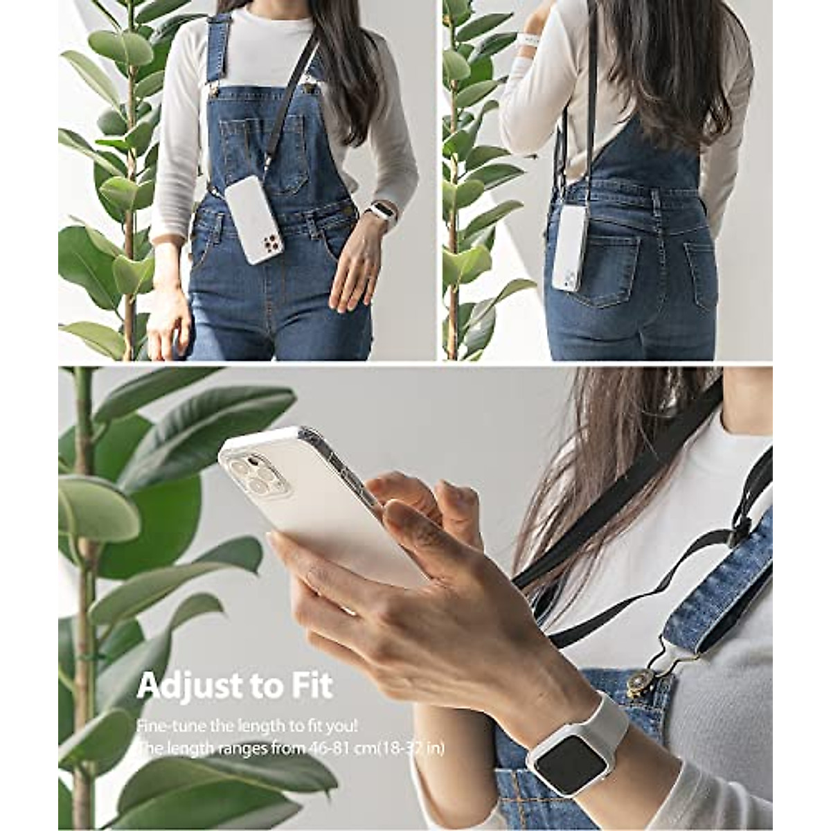 Ringke Shoulder Strap [Phone Lanyard] Designed for Camera Strap and Phone Strap, Adjustable Sturdy Universal Crossbody Strap Compatible with Camera and Phone Case - Black