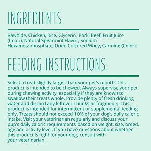 Better Belly® Dental Kabobs, 10 kabobs, Dental Dog Chews with Breath-Freshening Spearmint