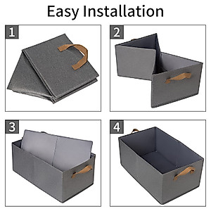 ORALSO Large Storage Baskets for Shelves, 18x11in Clothing Storage Bins with Handles, Foldable Rectangle Baskets, Closet Storage Containers Boxes Shelf