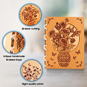 DEPLEE Sunflower Wooden Cards with Unique Design for Birthday or any Occasions, Happy Anniversary cards, Anniversary greeting Cards to Show Appreciation for Mothers, Eco Friendly| 6x8 in