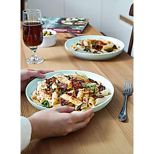 LE TAUCI Dinner Plate 9 inch, Ceramic Salad plate sets for Pasta, Risotto, Fluffiest, Pancakes, Dishwasher Microwave Oven Safe, set of 4, Sky blue