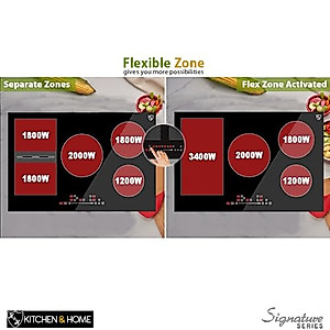 K&H SIGNATURE SERIES 5 Burner 31.5 Inch Built-in Induction Electric Stove Top Ceramic Cooktop Touch Control 240V 9200W IN30-9200FLX