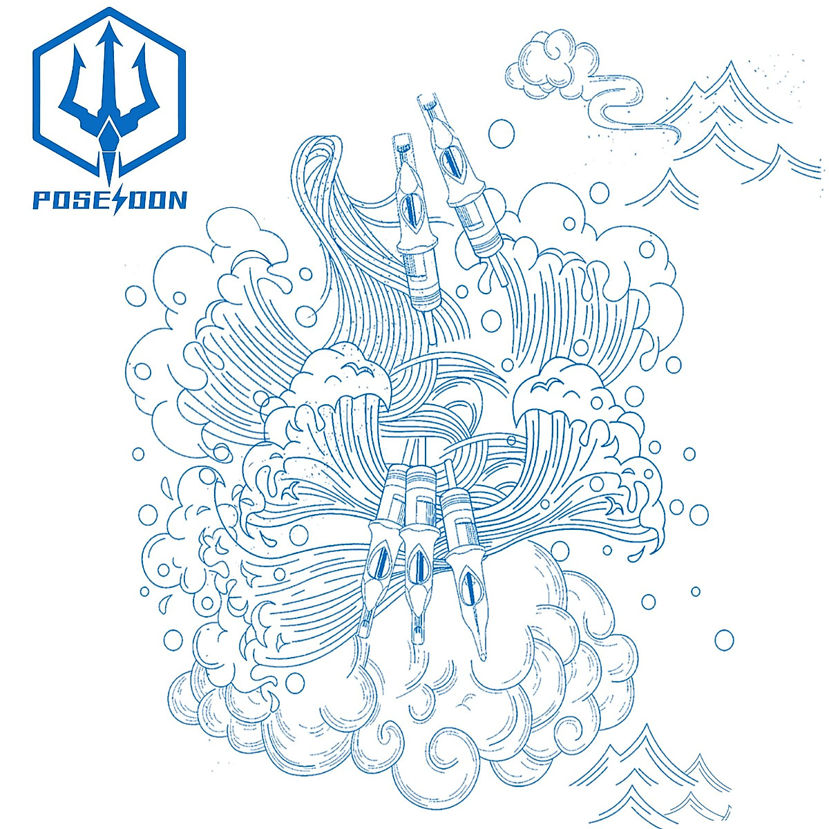 POSEIDON V3 Tattoo Cartridge Needles 30PCS Mixed Size 5RL 7RL 5RM 7RM 5M1 7M1 Disposable Steriled Needles with Membrane Safety Cartridges (30pcs #12 Standard)