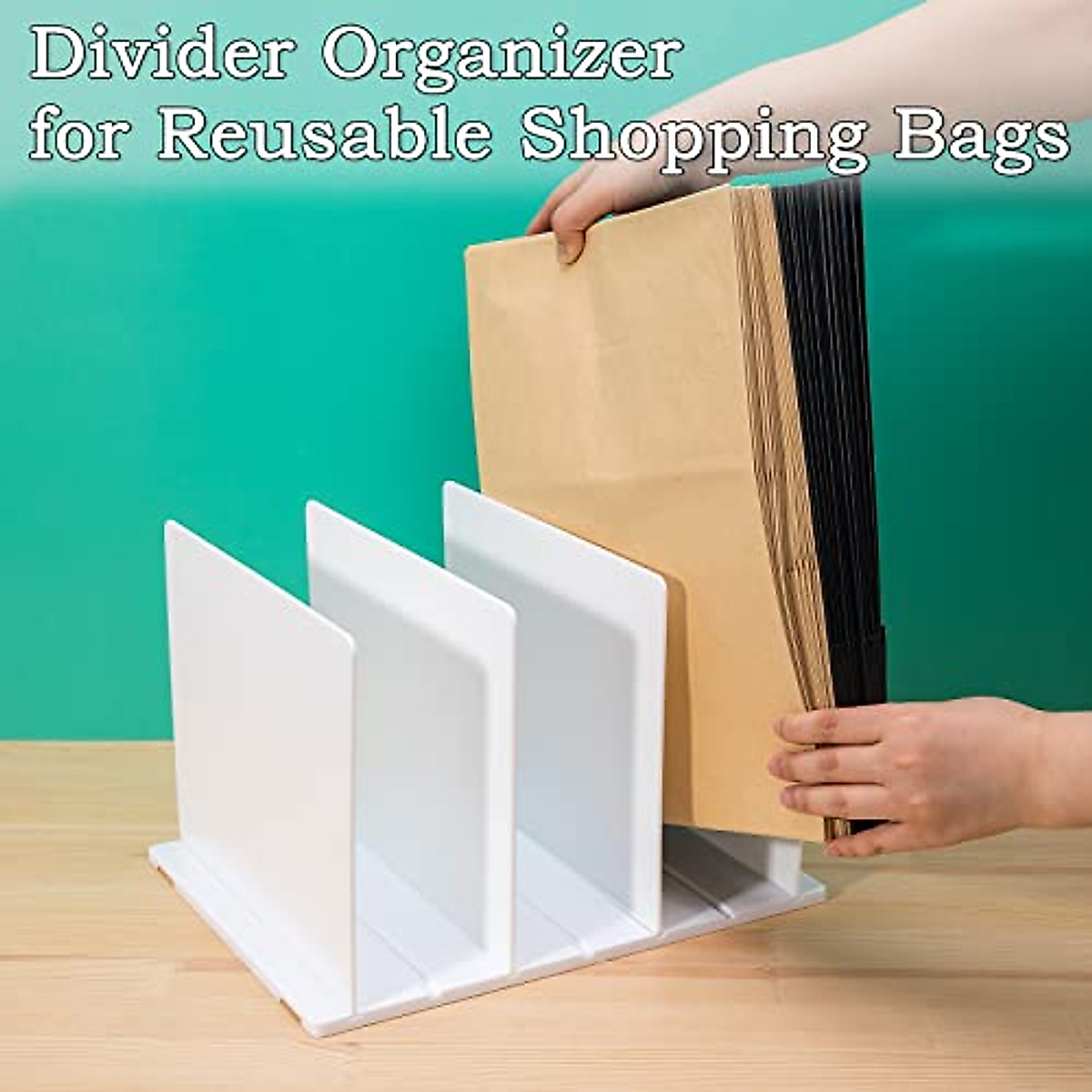 UXIVCKI Reusable Shopping Bag Organizer, Adjustable Reusable Bags Holder for 30+ Tote Bag, Paper Gift Bags, Cloth Lunch Bags, Grocery Bags/Handbag Purse Organizer Bag Divider