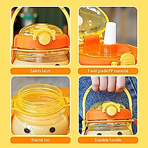 Duck-Shape school Water Bottle with Straw, Funny theme kids Drinking Bottle with One Click Open Lid, BPA Free Cute Water Bottles for Girls boys, School, picnics Outdoors (Pink)