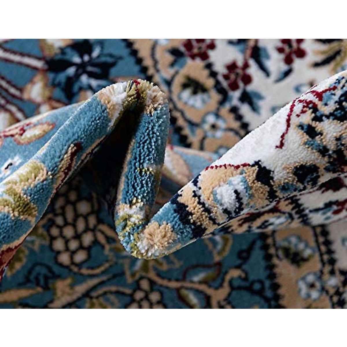 Unique Loom Narenj Collection Classic Traditional Textured Hunting Design Area Rug, 8 ft x 10 ft, Blue/Tan