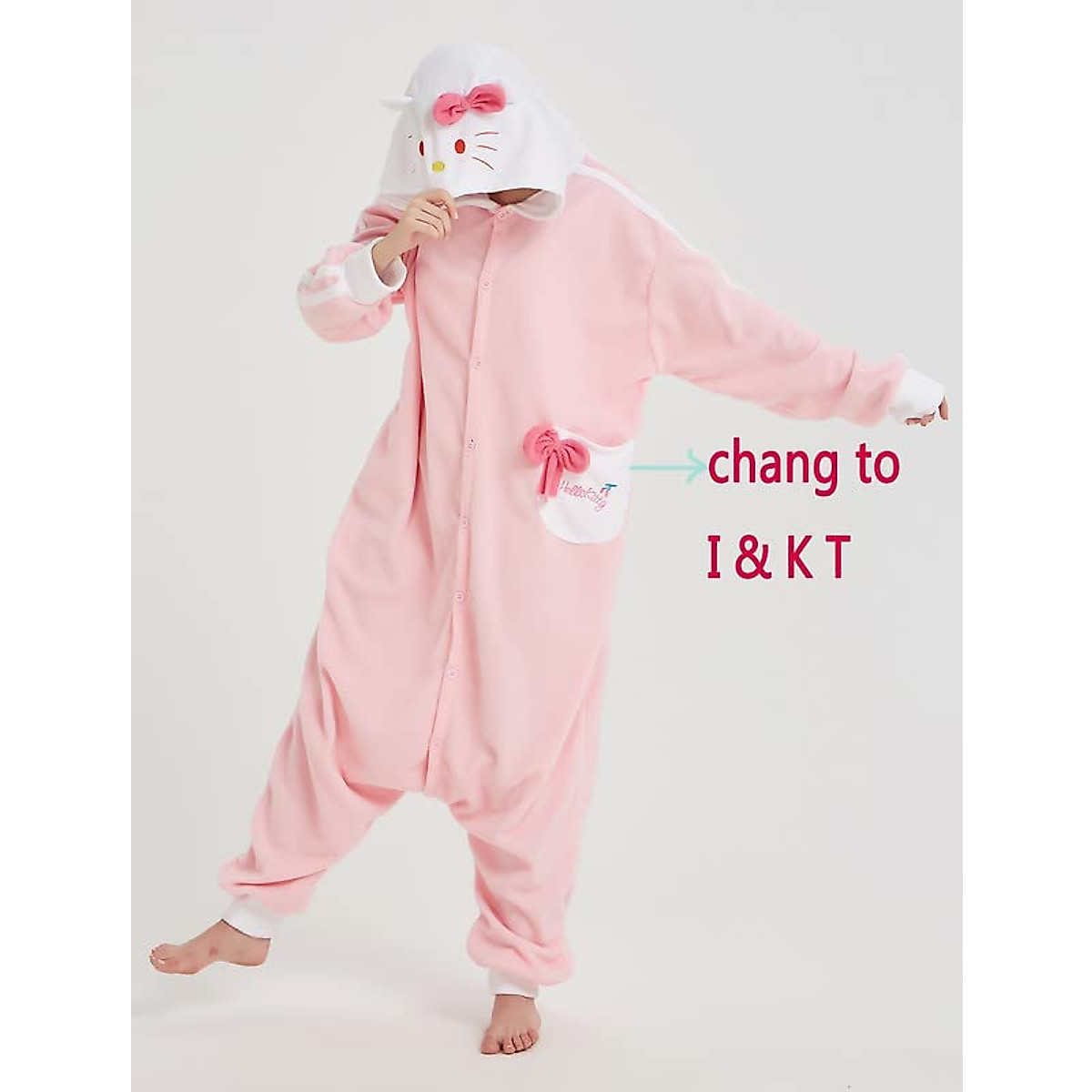 Eonxius Magic Novelty Hooded Onesie One Piece Pink Pajamas for Women Size XL