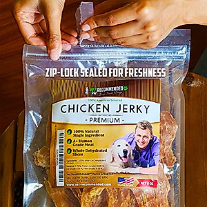 Vet Recommended Premium Chicken Jerky for Dogs - Giant 8oz Bag | All Natural Dog Treats - Single Ingredient - No Fillers or Preservatives - Whole Dehydrated Chicken; Not Formed - Made in USA