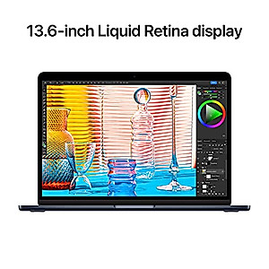 Apple 2022 MacBook Air with M2 chip, 8 core CPU, 10 core GPU, 16GB RAM, 512GB SSD Storage - Midnight (Z1610005E)