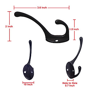 Dseap Coat Hooks Wall Mounted, Pack of 10, Metal Hooks for Hanging, Black