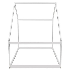 Tensun Full Size Wooden House Bed with Roof for Toddlers,Kids,Girls, Boys, Bedroom Children Full Floor Bed Frame,No Box Spring Needed,White