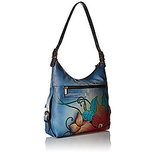 Anna by Anuschka Hand Painted Leather Women's Shoulder HOBO, Midnight Floral