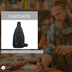 Leathario Men's Leather PU Sling bag Chest bag One shoulder bag Crossbody Bag Backpack for men