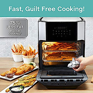 West Bend Air Fryer Oven 12.6-Quart Electric Air Fryer with 10 Digital Quick Menu Presets - Bake, Roast, Rotisserie, Dehydrate, Re-Heat, 1700-Watt, Black
