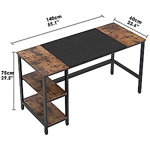SogesHome 55inches Home Office Computer Desk with 2-Tier Storage Open Shelves, Living-Room Small Space PC Table Gaming Study Desk Workstation Writing Table Makeup Desk for Work, Study, Art, Makeup