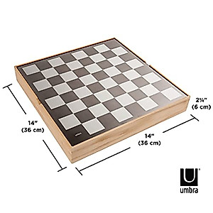 Umbra Buddy Chess Set For Kids & Adults – Modern Original Chessboard Game Made of Metal With Nickel & Titanium Finish – Measures 13 x 13 by 1 ½ Inch (33 x 33 x 3.8 cm) - Velvet Bottom for Easy Moving