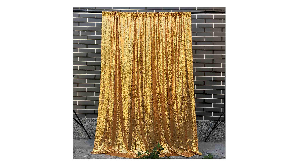 Gold Shimmer Sequin Fabric Backdrop for Weddings & Events | LQIAO