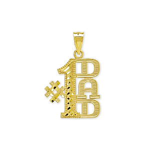 Charm America - Gold Number One Dad Charm - 10 Karat Solid Gold - Father's Day Gift (Style 1)