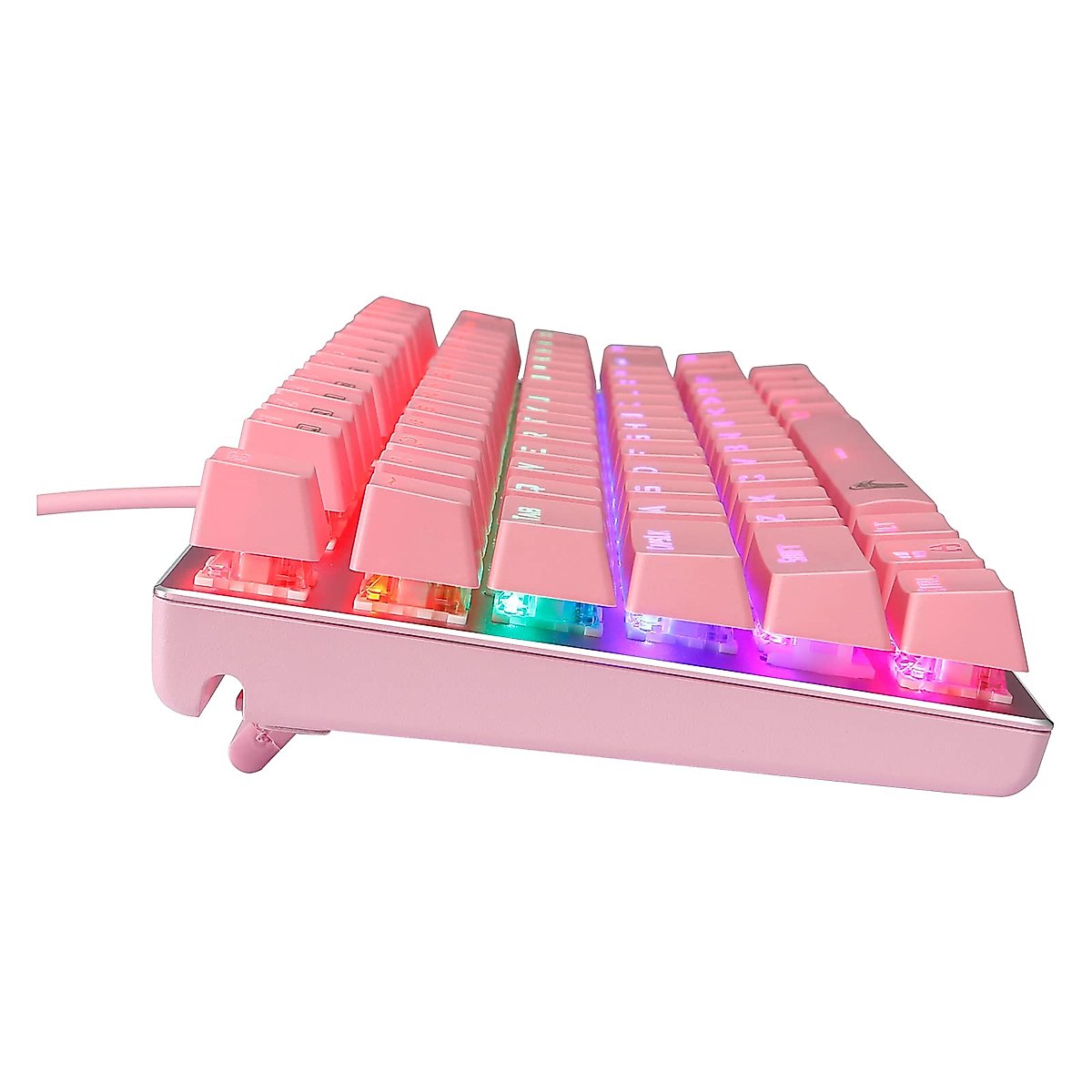 60% Mechanical Keyboard and Gaming Mouse, Mouse Pad Combo. 81 Keys Rainbow Backlit Keyboard (Blue Switch) Pink