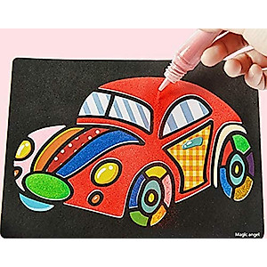 Mistari Peel and Sand Art Kits Sheets for Kids with 27 Sheets Sand Art Painting Cards and 2 Pcs Scratch Sticks Crafts (18 Colors+27 Sheets)