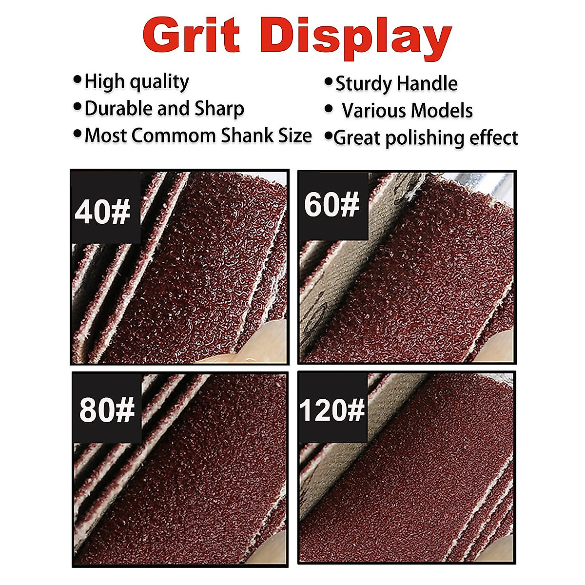 Rocaris 40 Pack Flap Wheel 1" x 1", 1/4" Mounted Shank Aluminum Oxide Grit# 60,80,120,240 for Drill