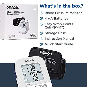 OMRON Silver Blood Pressure Monitor, Upper Arm Cuff, Digital Bluetooth Blood Pressure Machine, Stores Up To 80 Readings