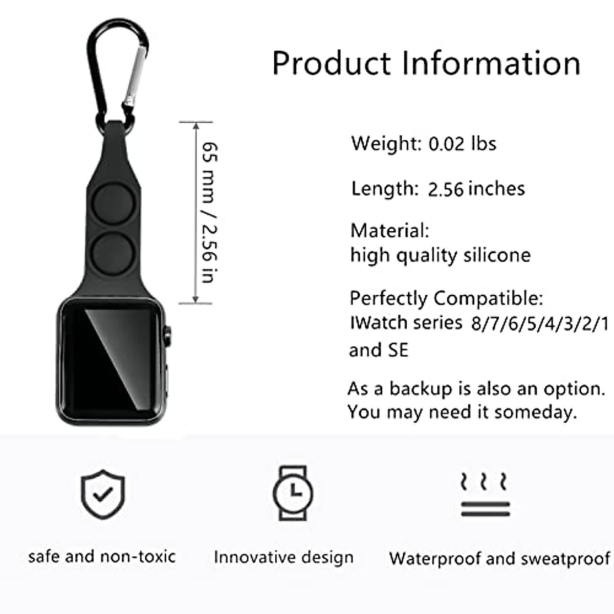 Compatible for Apple Watch Band-Replaceable Apple Watch Keychain,Necklace Pendant,Fob,Clip On,Carabiner,Pocket Watch Case,Lanyard,Arm,Nurse Watch Band