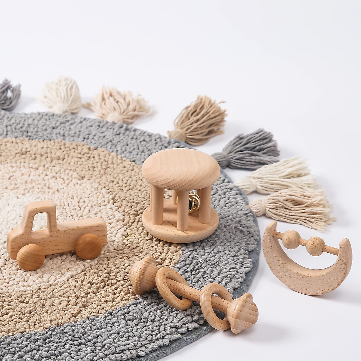 Wood Baby Rattle Personalizable Infant Rattle Sensory Development Wooden Toys Set