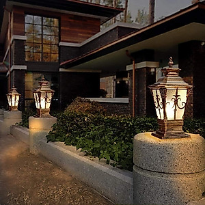 DEKOQ Post Light Outdoor Pillar Lamp, IP65 Waterproof Pillar Light Outdoor Column Lamps Patio Villa Door Porch Table Light Street Light E26 Garden Landscape Lamp