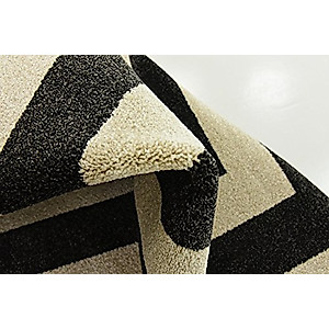 Unique Loom Athens Collection Classic Geometric Modern Border Design Area Rug, 9 ft x 12 ft, Black/Beige