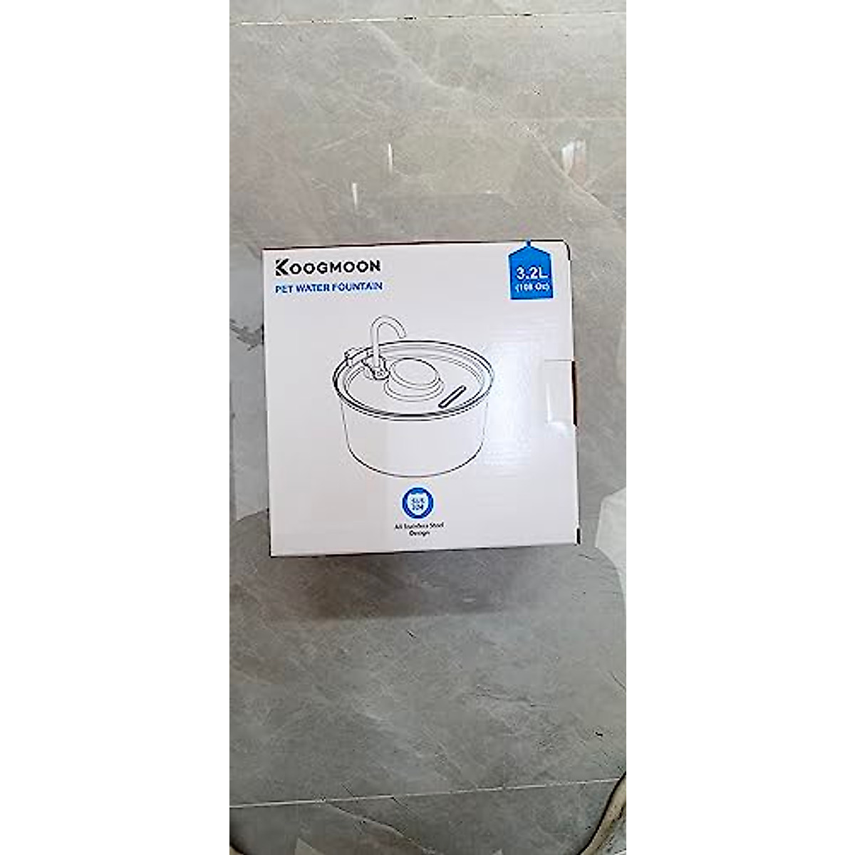 KOOGMOON Cat Water Fountain Stainless Steel, 108oz/3.2L Automatic Cat Fountain, Multi-Filtration, Easy to Clean, Ultra Silent Dog Water Dispenser for Cats, Dogs and Other Pets