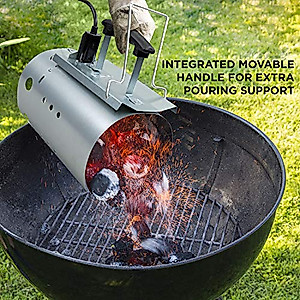 Ivation Electric Chimney Charcoal Starter, Portable Electronic Plug-in Firestarter for BBQ, Coal, Charcoal & Briquettes - No Matches or Lighters | Steel Caddy, Heat Shield & Wooden Stay-Cool