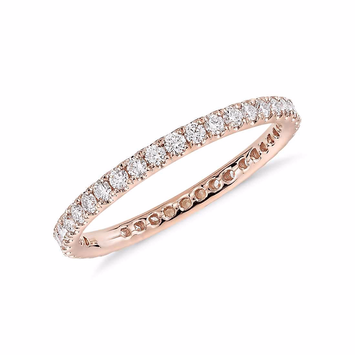 Blocaci 14k White Rose Yellow Gold Wedding Bands 1/2 Carat (ctw) Comfort Fit Eternity Petite Micropave Moissanite Wedding Rings for Women