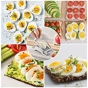 Egg Slicer for Hard Boiled Eggs, LCCOWOT Heavy Duty Strawberry Slicer Cutter, Stainless Steel Wire Cup Slicer with Aluminium Body, Perfect for Eggs, Fruit, Spam, Mushroom and More