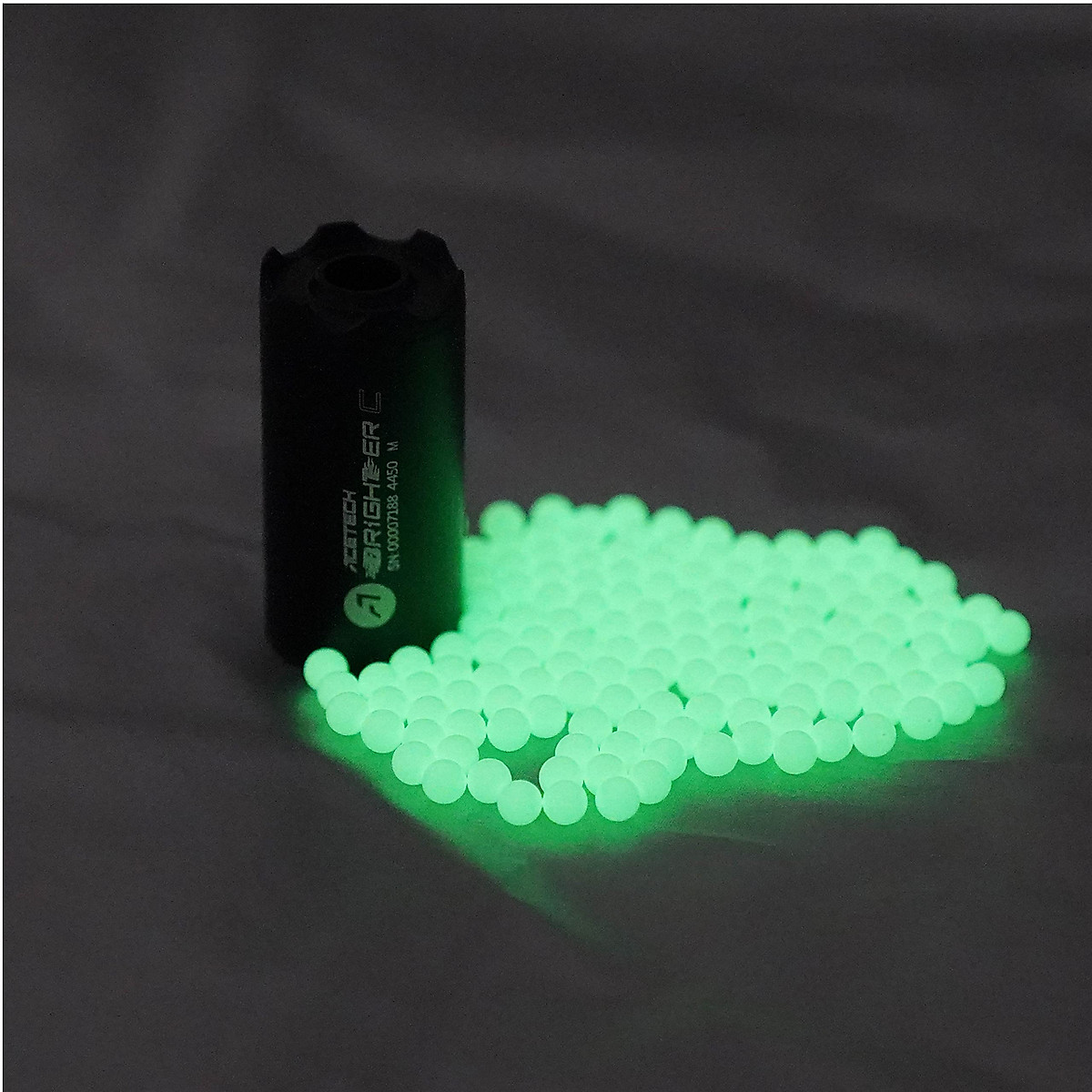 ACETECH Airsoft Pistol/Riffle Tracer Unit Brighter C 14mm CCW Negative Thread with M14 to M11+ Adaptor Glow in The Dark Green/Gel BB LED Beam Lighting Effect (Black)