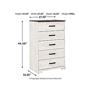 Signature Design by Ashley Shawburn Modern Farmhouse 5 Drawer Chest of Drawers, Two-Tone Whitewash