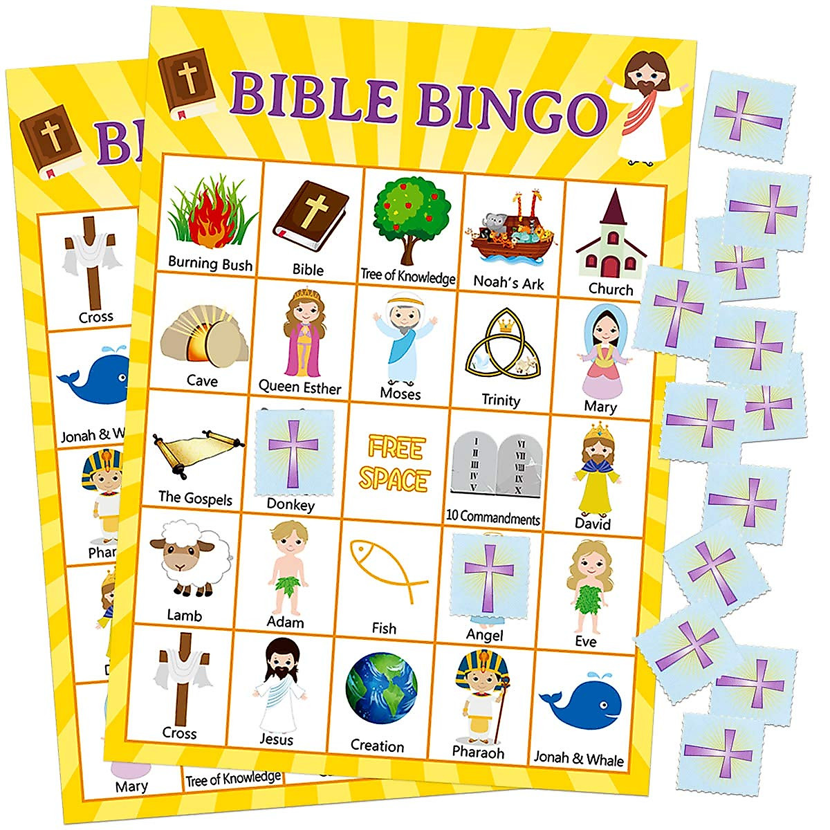 Fancy Land Bible Bingo Game for Vacation Bible School 24 Players for Kids Christian Sunday Church