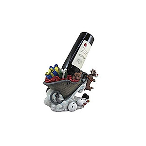 World of Wonders Night Before Christmas Reindeer Sleigh Wine Bottle Holder | Christmas Decorations | Table Top Wine Bottle Holder | Wine Bar Holiday Décor - 10.25L