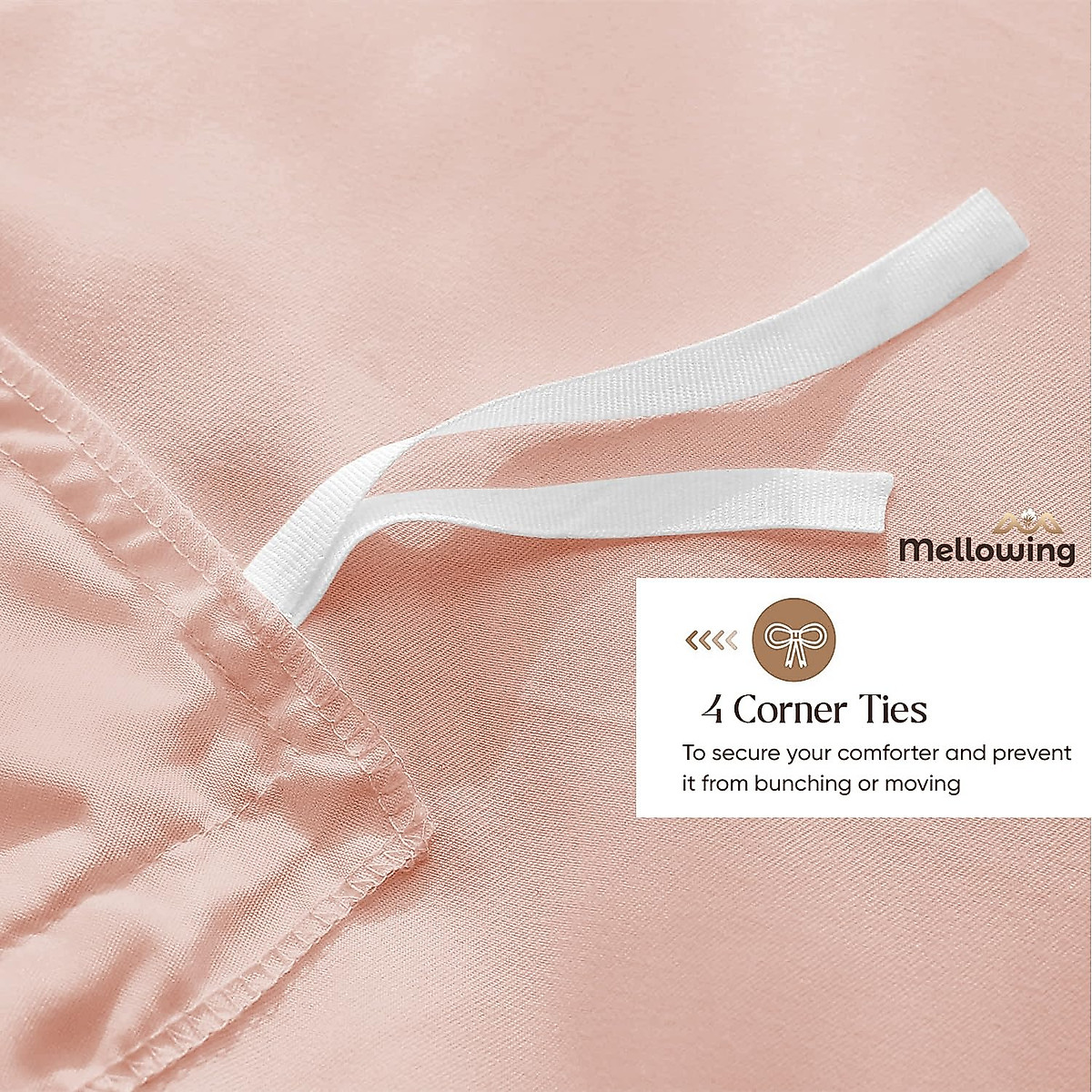 Mellowing 800 Thread Count King/Cal King (94x104) Duvet Cover - Premium Duvet Cover Soft & Breathable - 3 pcs All Season Comforter Cover with Zipper Closure & Corner Ties (Blush)